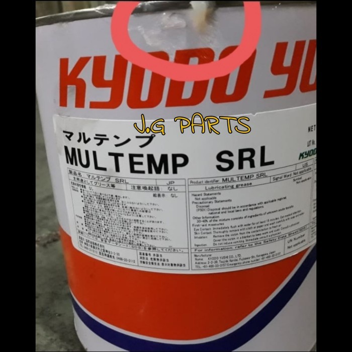 Jual JGPS GREASE GEMUK STEMPET KYODOYUSHI KYODO YUSHI MULTEMP SRL 18KG ...