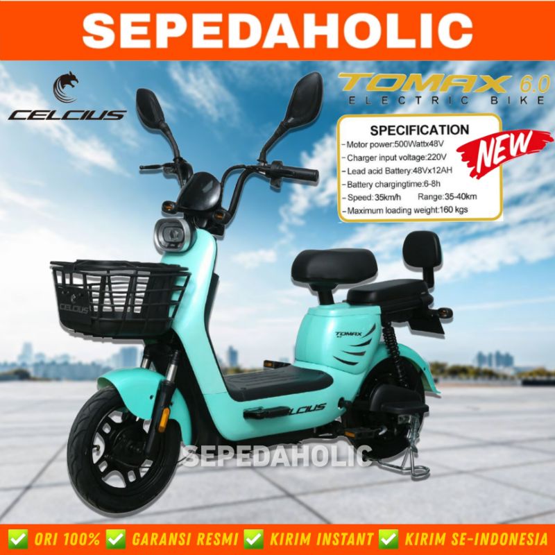 Jual Sepeda Listrik CELCIUS TOMAX 6.0 NEW / 3.3 Electric Bike 500 Watt ...
