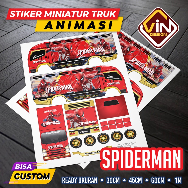 Jual STIKER MINIATUR TRUK / SPIDERMAN / KARTUN / POLA STICKER MINIATUR ...