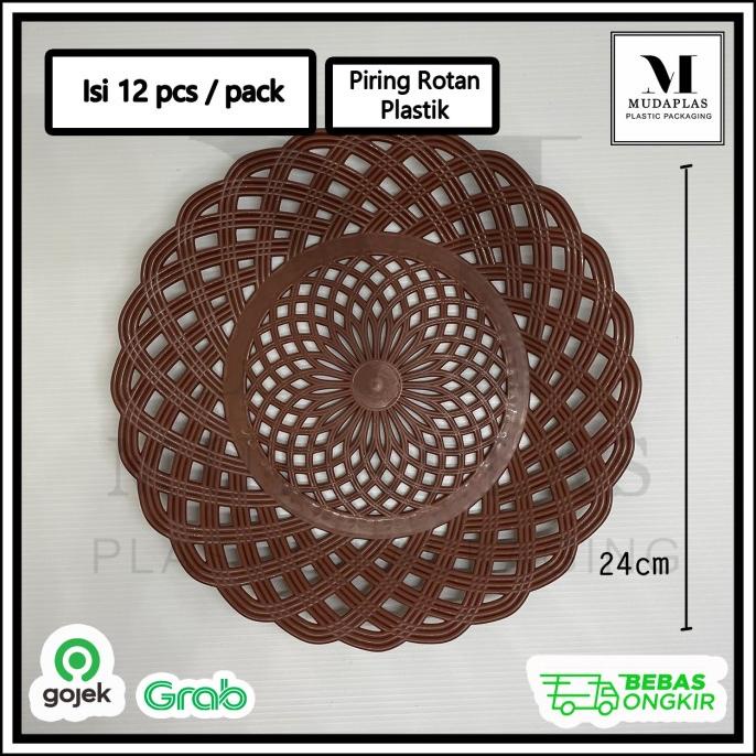 Jual Piring Rotan Plastik Anyam 1 Lusin isi 12 pcs | Shopee Indonesia