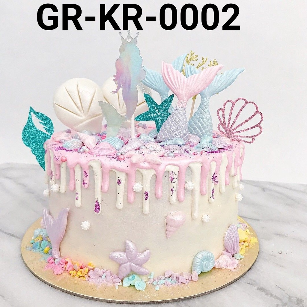 Jual GR-KR-0002 Cake topper hiasan kue mermaid bintang laut ikan kerang ...