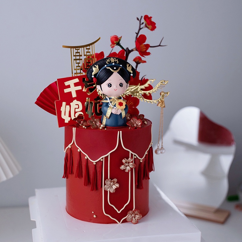 Jual SKR-0001 Cake topper hiasan kue bunga imitasi imlek sakura merah ...