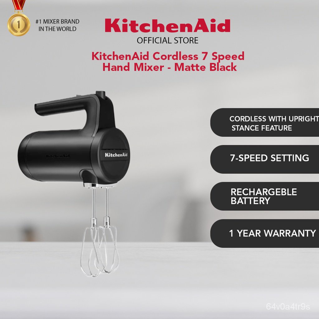 Jual KitchenAid Cordless 7 Speed Hand Mixer - Almond Cream/Empire Red ...