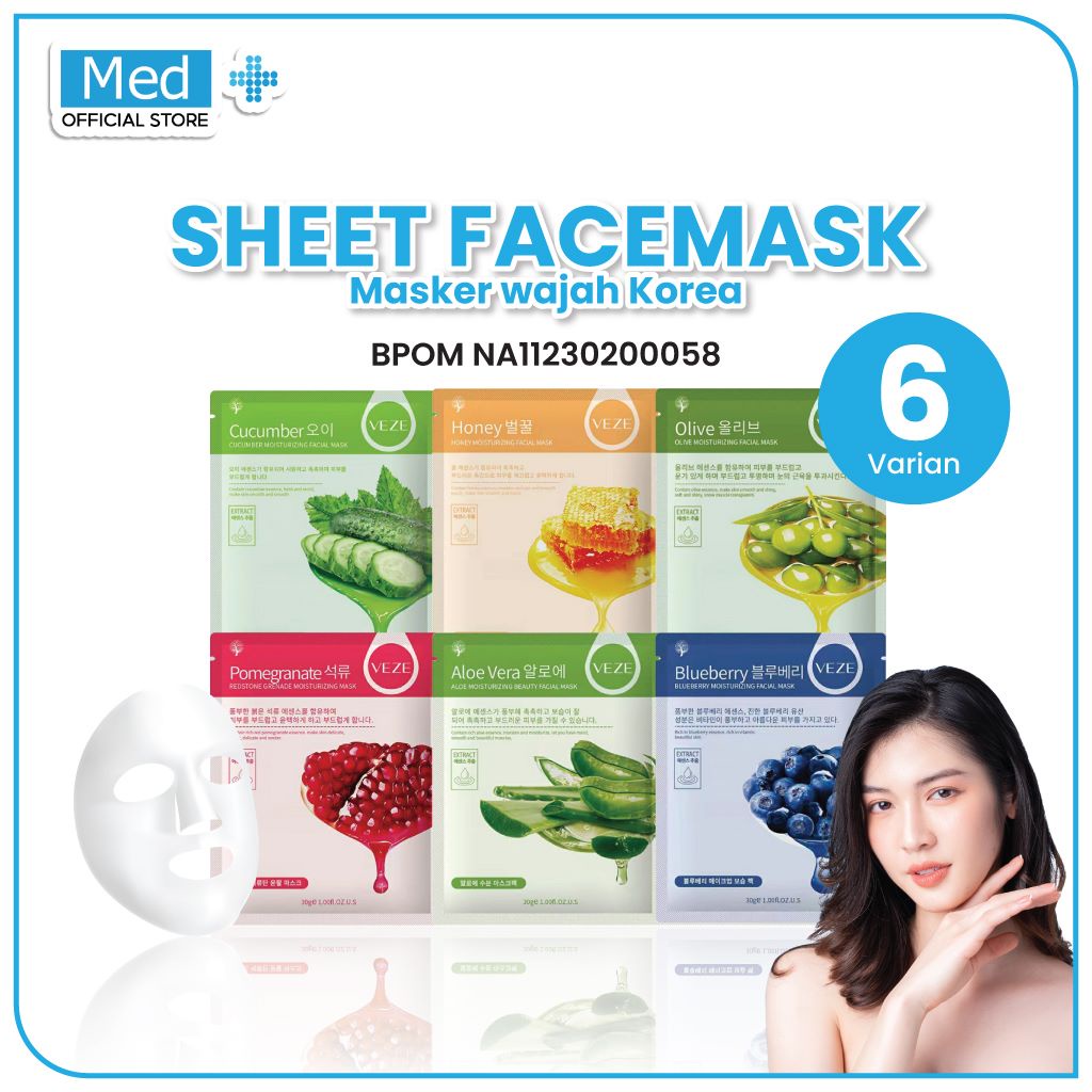 Jual Med+ Sheet Mask Hydrating Essence Face Mask Brightening ...