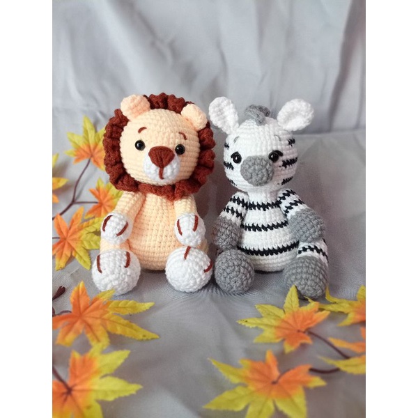 Jual (Ready Stok/stok terbatas) boneka rajut hewan singa,zebra,harimau ...