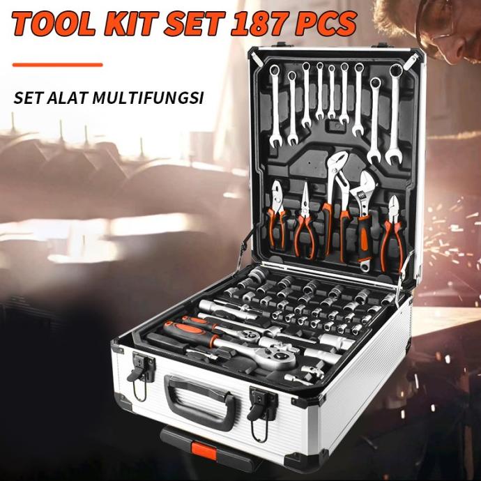 Jual ISKU Tool Kit Set 187 PCS Perkakas Bengkel/Tool box setPerkakas Bengke | Shopee Indonesia