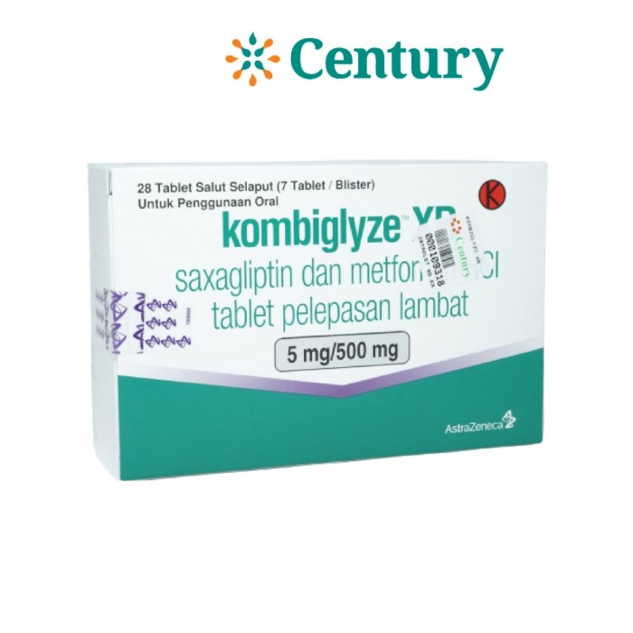 Jual KOMBIGLYZE XR 1 BLISTER 7 TABLETS / SAXAGLIPTIN AND METFORMIN ...