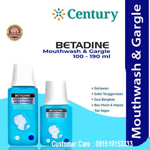 Jual Betadine Mouthwash & Gargle/Betadine Kumur 190 ml/Betadine Gargle/Betadine Kumur 100 ml ...
