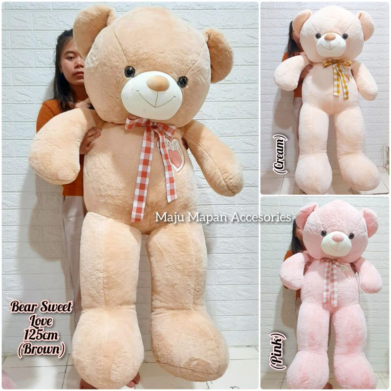 Jual BONEKA CUTE BEAR SYAL PELANGI SWEET LOVE 75CM,95CM, 125CM | Shopee ...