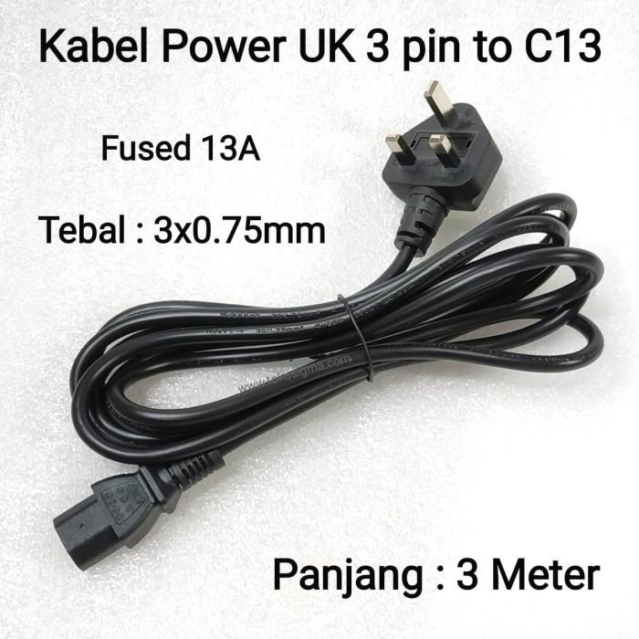 Jual Kabel Power Cpu Komputer 3 Mtr Uk Kaki 3 Pin To C13 Fuse 13A 3X0 ...