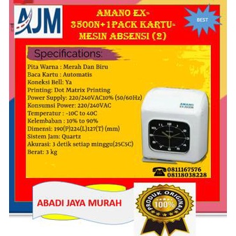 Jual Amano EX-3500N+1PACK KARTU-MESIN ABSENSI ---READY--- | Shopee ...