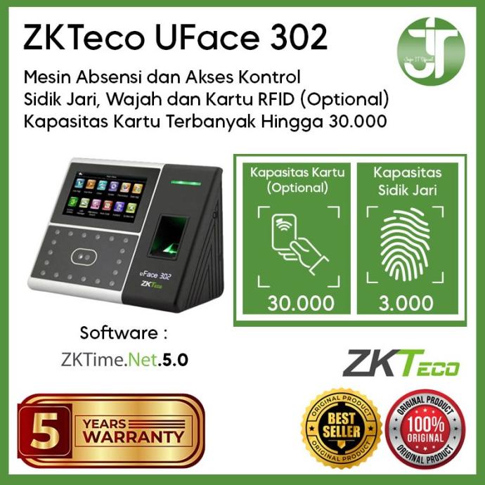 Jual Mesin Absensi Fingerprint Biometric ZKTeco UFace 302 Deteksi Wajah ---READY--- | Shopee ...