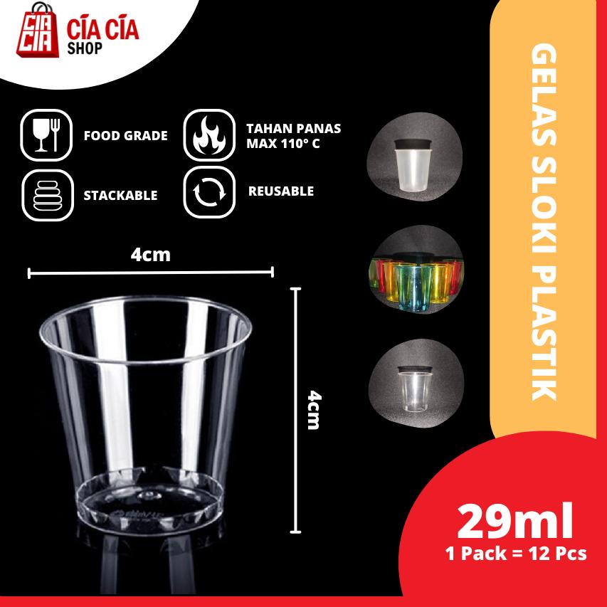 Jual NEW PRODUCT !! Gelas Sloki Plastik Shot Glass Bening Warna Warni ...