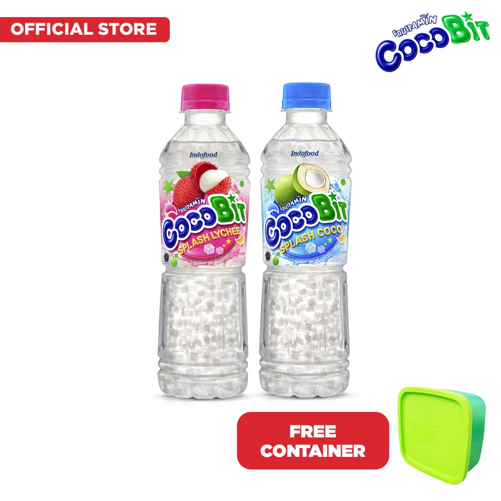 Jual Fruitamin Cocobit Lychee + Coco 350 ml + lunchbox hijau Kecil ...