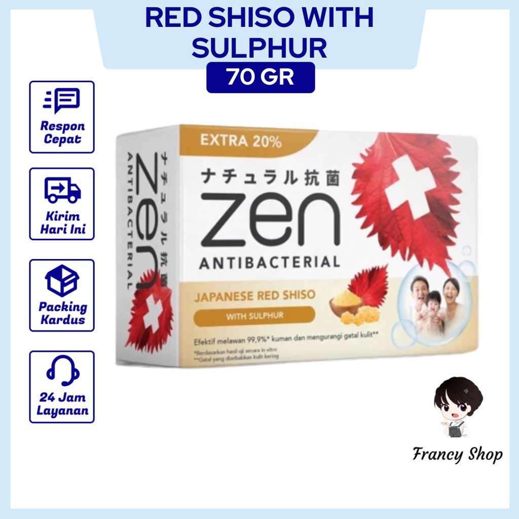 Jual Zen Antibacterial Red Shiso With Sulphur Sabun Mandi Batang 70 gr ...