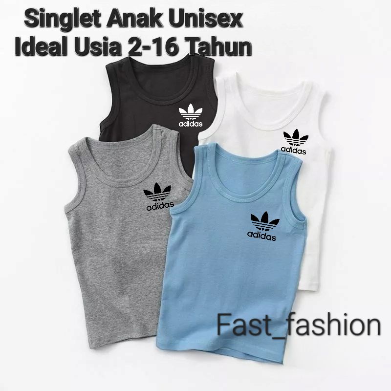 Jual Singlet Anak Unisex Ad1d4s Ideal Usia 2-16 Tahun Singlet Anak Anak ...
