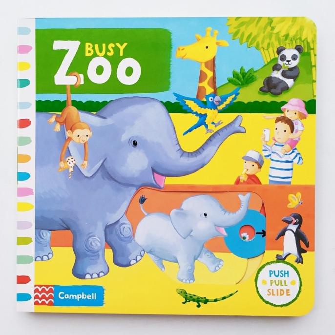 Jual Campbell Busy Zoo (Push Pull Slide Board Book) | Shopee Indonesia