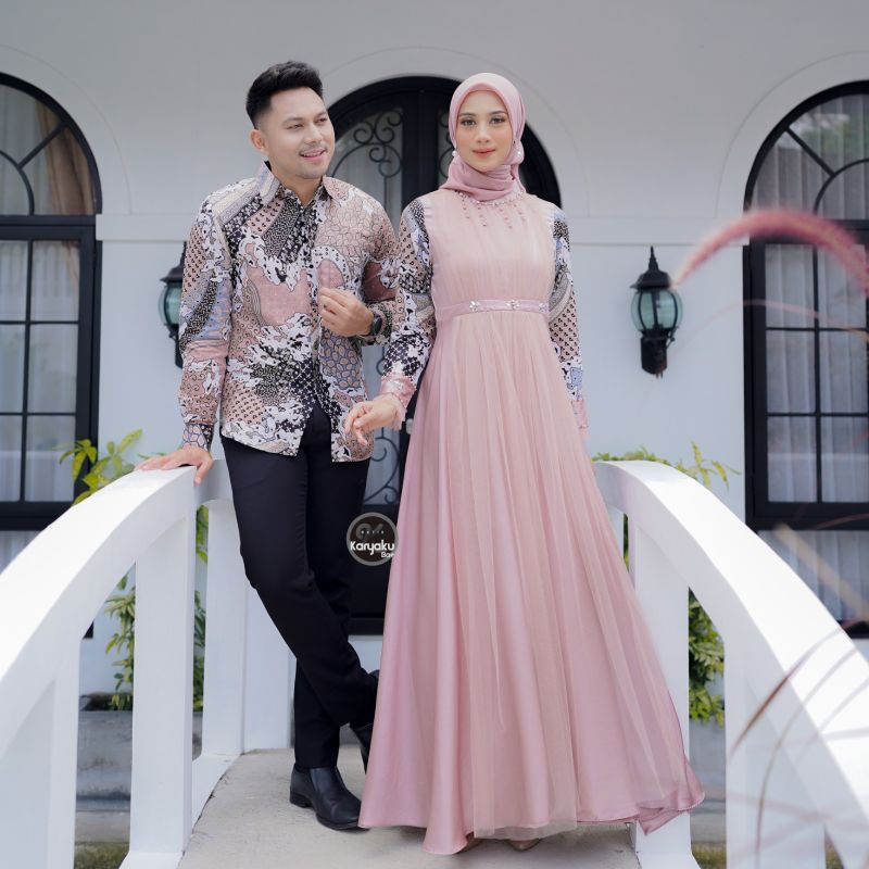 Jual GAMIS CANTIKA ROSE GOLD BATIK COUPLE KEMEJA PANJANG GAMIS WISUDA ...