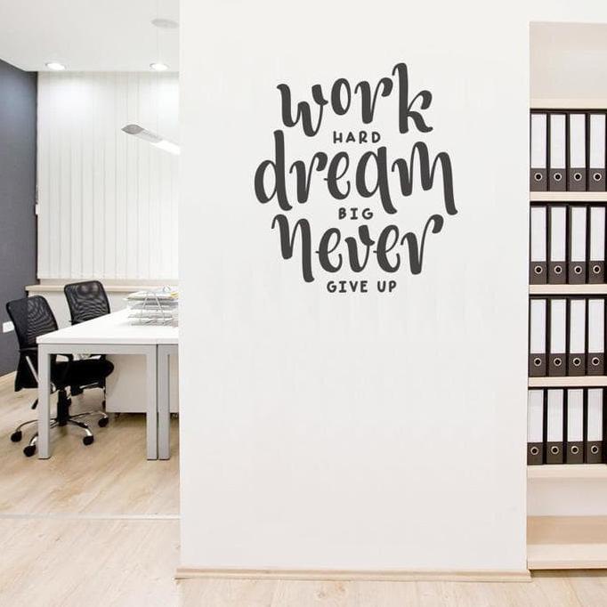 Jual Wall Stiker Quote Work Hard Kantor Cafe Kamar Toko Dinding Kaca ...