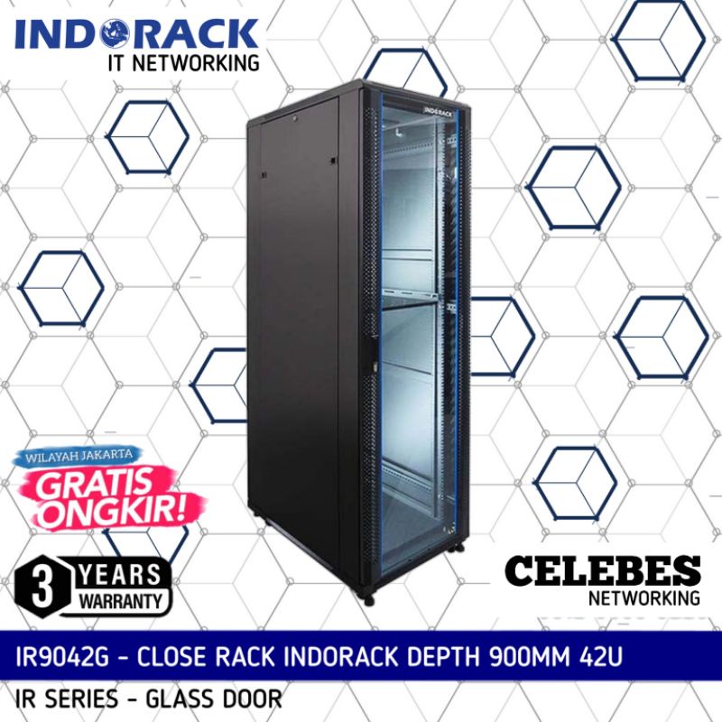 Jual IR9042G - Close Rack INDORACK Glass Door 42U Rak Server Depth ...