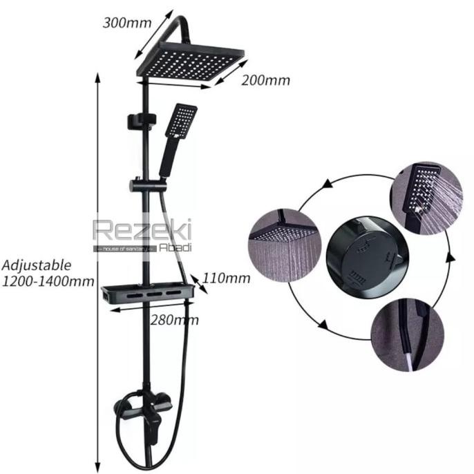 Jual Shower Column Set Hitam Series - Shower Panas Dingin - Kran Mixer ...