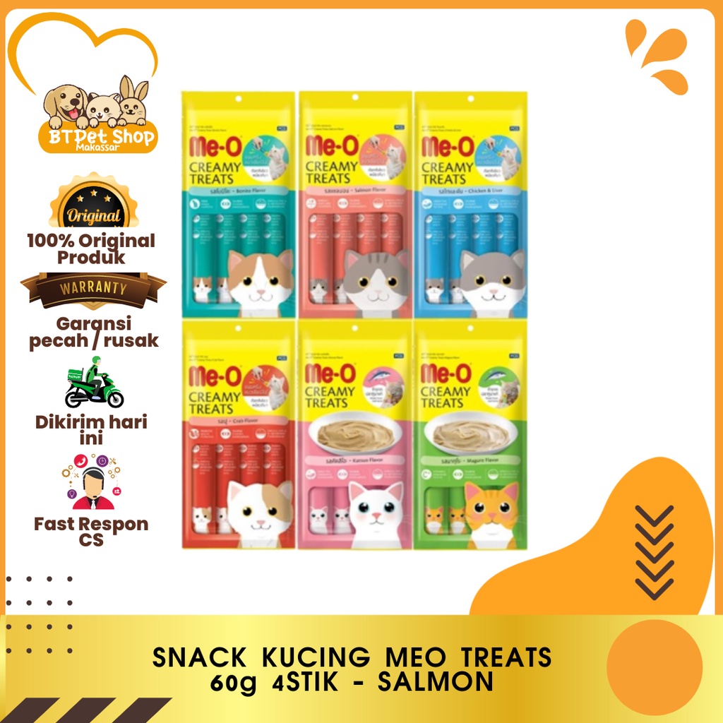 Jual Snack Kucing Meo Creamy Treats Rasa Salmon 60 gr isi 4 stick ...