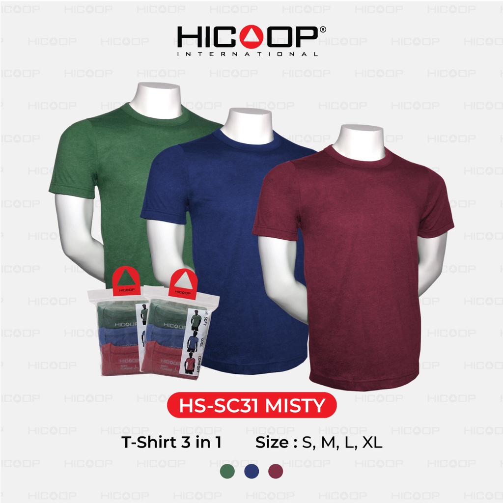 Jual HICOOP Basic T-shirt O-neck HS-SC31 MISTY | Shopee Indonesia