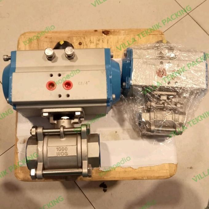 Jual Ball Valve 3Pc Actuator Pneumatic Single Acting Drat 1/4" Inch | Shopee Indonesia