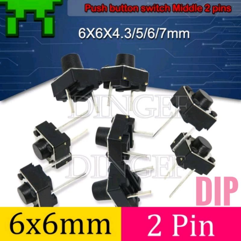 Jual Saklar Push Button Switch DIP 6x6 2P 2 Pin | Shopee Indonesia