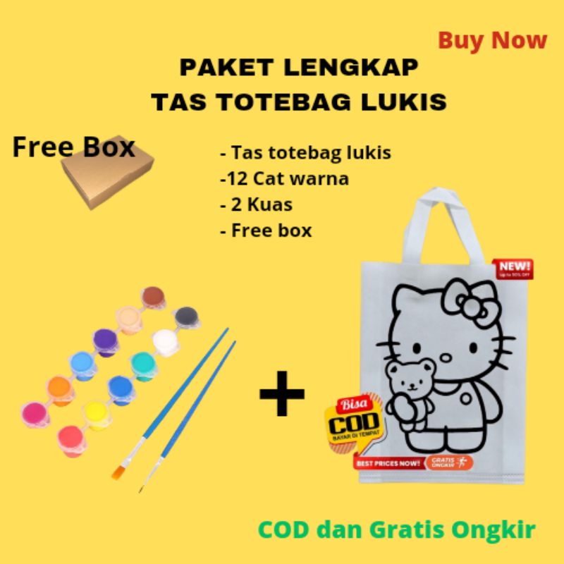 Jual Paket komplit Tas lukis TOTEBAG / Lukis tas / Painting kit/ Kado ...