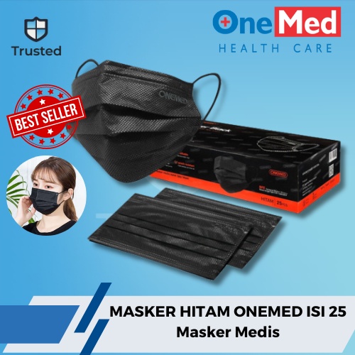 Jual Masker Onemed Masker Hitam 3ply All Black Onemed Box Isi 25 ...