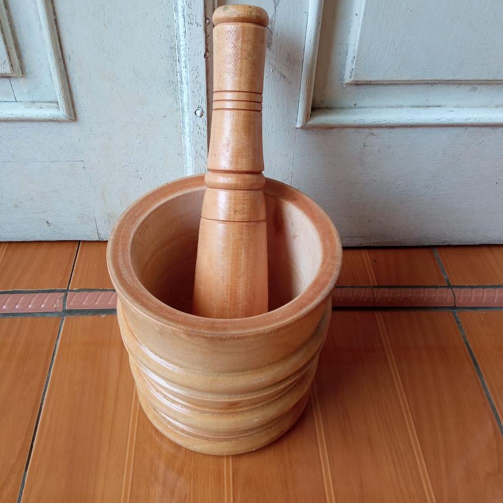 Jual Viral Lumpang Kauyu Besar Alat Penumbuk /Lumpang Kayu Dan Alu ...