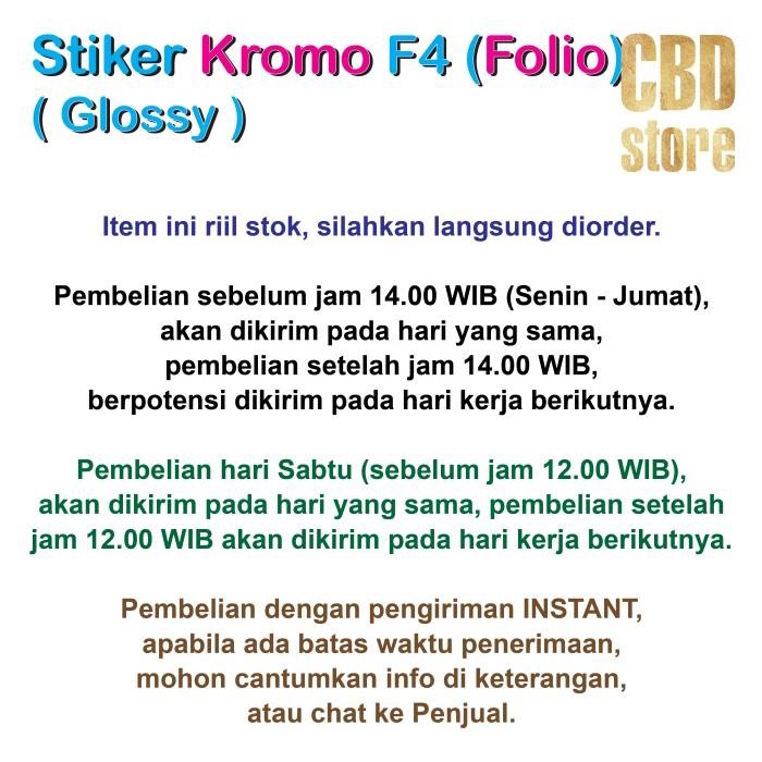 Jual Kertas Stiker Kromo F4 Folio Sticker Chromo Glossy 100 Pcs Merk ...