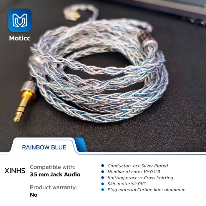 Jual XINHS Rainbow Blue 8 Core SPC 2 Pin/QDC/MMCX/TFZ Kabel Upgrade ...
