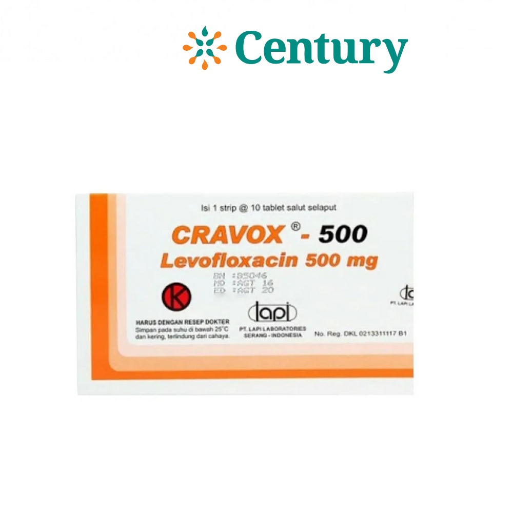 Jual CRAVOX 500 MG 1 STRIP,ISI 10 TABLET/LEVOFLOXACIN/ANTIBIOTIK ...