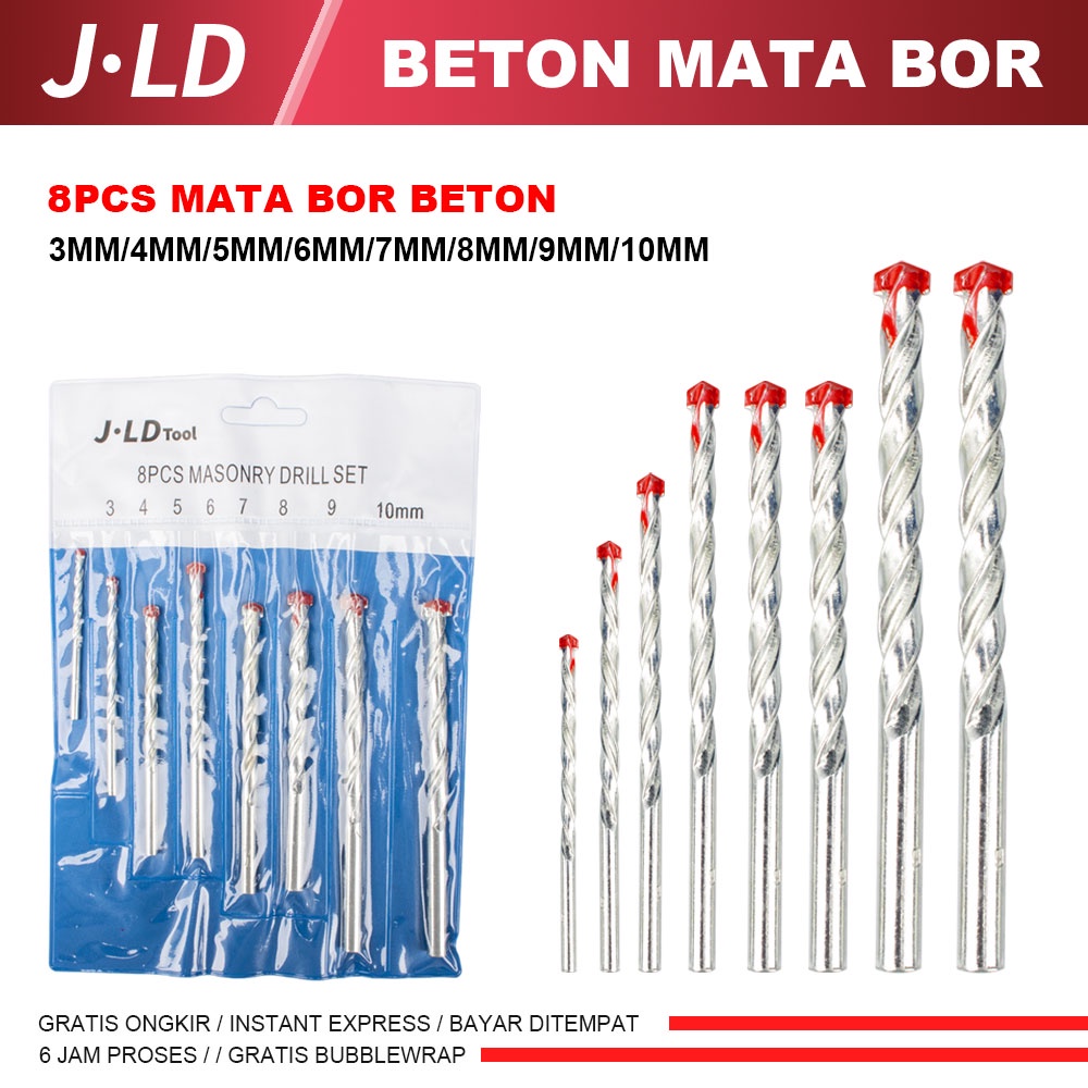 Jual JLD mata bor beton set 5pcs or 8pcs 3-10mm bor beton bor tembok ...
