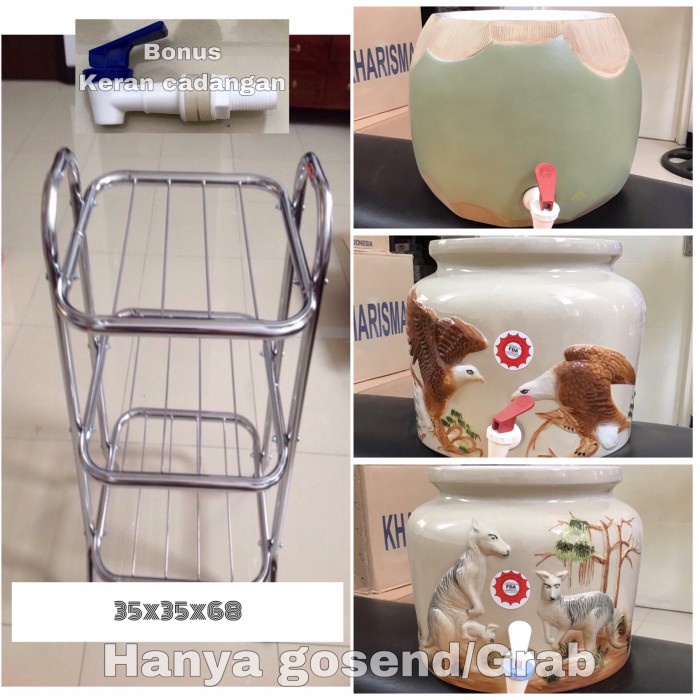 Jual rak 3 susun chrome plated & guci keramik galon air | Shopee Indonesia