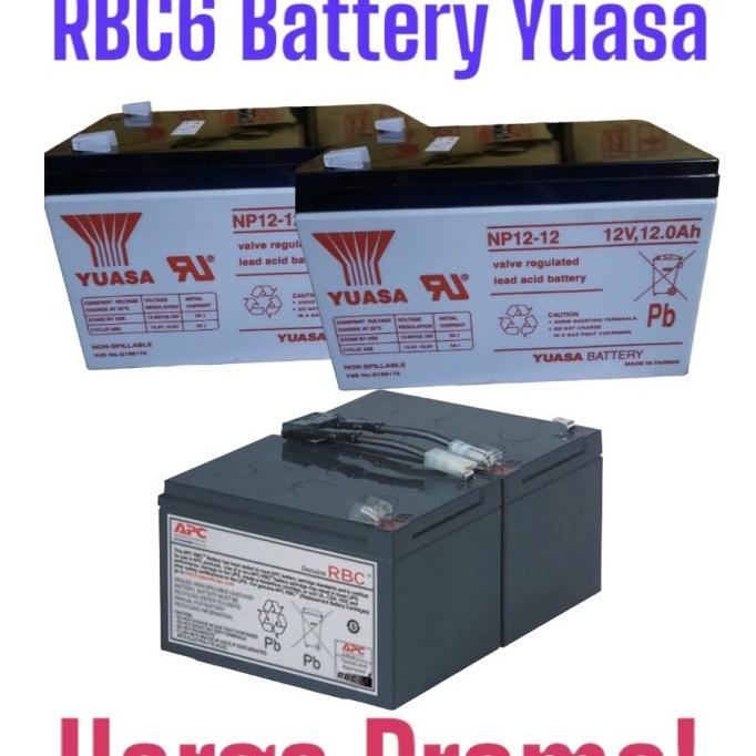 Jual RBC6 Battery Competible For UPS APC. Baterai UPS Yuasa 12v 12Ah ...