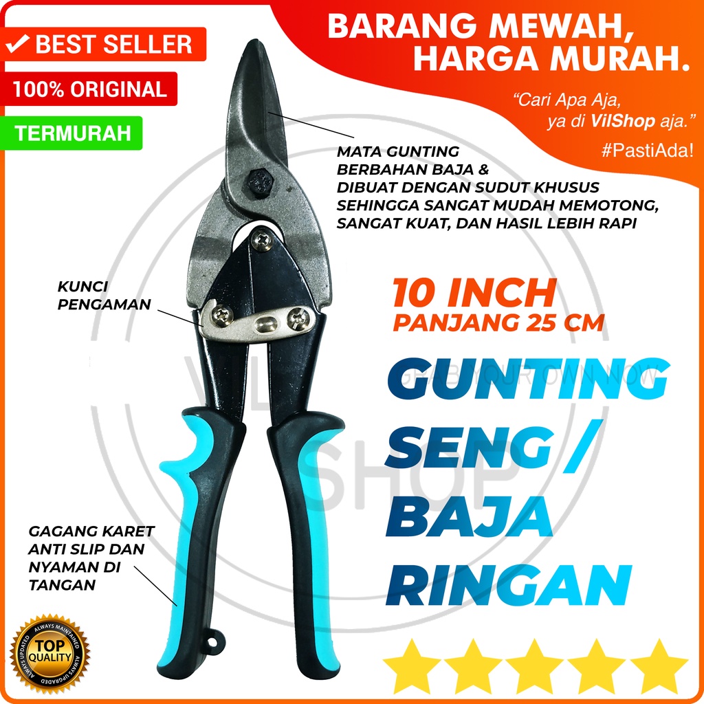 Jual GUNTING FURING BAJA RINGAN SENG PLAT ALUMINIUM 10" 25 CM / GUNTING ...