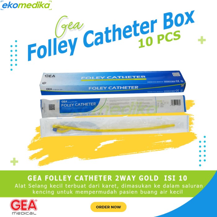 Jual Gea Folley Catheter 2 Way Gold Per Box - Fr 12 14 16 18 20 22 ...