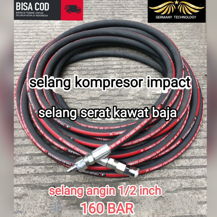 Jual Selang Angin Kompresor Impact 1/2 Inch Selang Serat Kawat Baja ...