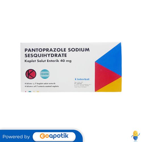 Jual PANTOPRAZOLE SODIUM SESQUIHYDRATE INTERBAT 40 MG BOX 28 KAPLET ...