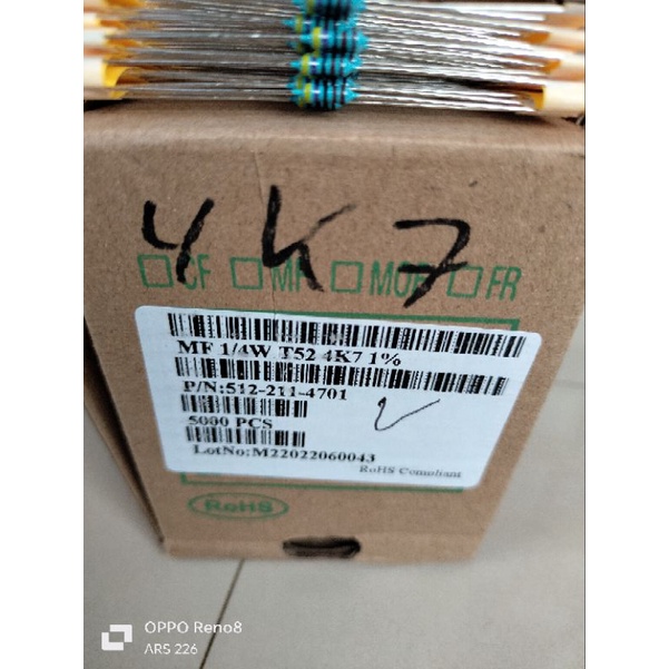 Jual RESISTOR 1/4W 1% 4K7 TAIWAN ROLL | Shopee Indonesia