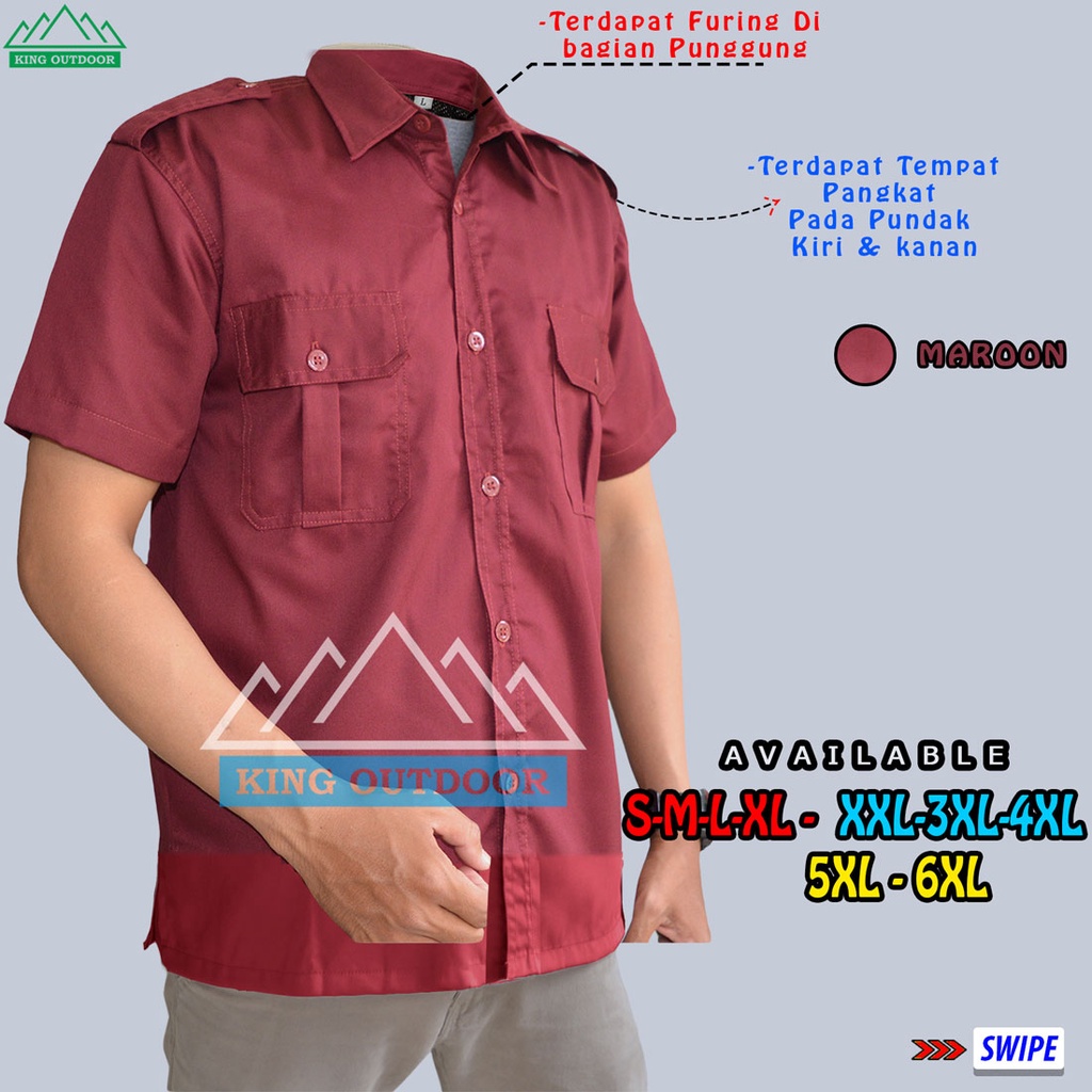 Jual KEMEJA PDH DRILL LENGAN PENDEK SIZE JUMBO (5XL-6XL) KHAKI | KEMEJA ...