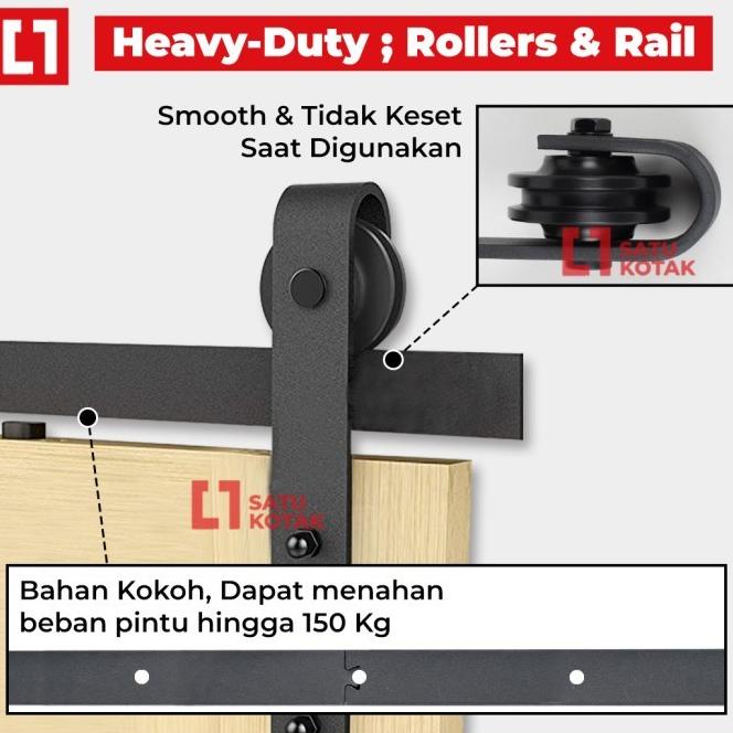 Jual Rel Gantung Pintu Kayu Geser Sliding Rail Barn Door 1,8 / 2 M Weldom | Shopee Indonesia