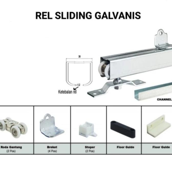 Jual Rel Pintu Geser / Sliding Rail Galvanis D5/J5/W5B Panjang 2.4Meter | Shopee Indonesia
