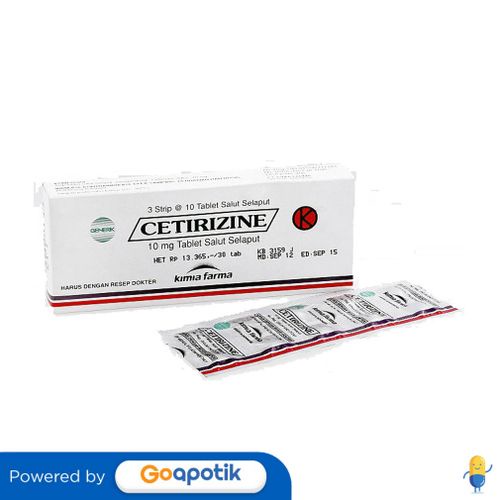 Jual CETIRIZINE KIMIA FARMA 10 MG BOX 30 TABLET | Shopee Indonesia