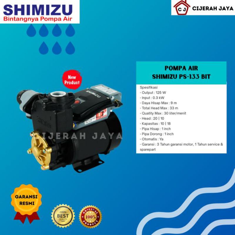 Jual SHIMIZU PS 133 BIT POMPA BOOSTER OTOMATIS POMPA DORONG PS133BIT PS ...