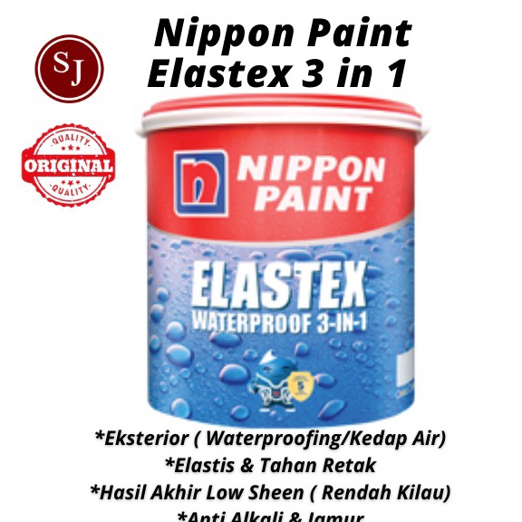 Jual MENARIK!. CAT TEMBOK WATERPROOF NIPPON ELASTEX 3IN1 1 KG PUTIH ...