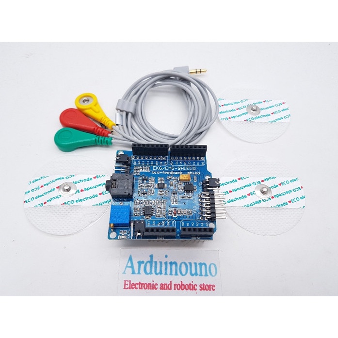 Jual Ecg Ekg Emg Shield For Arduino With Cables And Electrodes